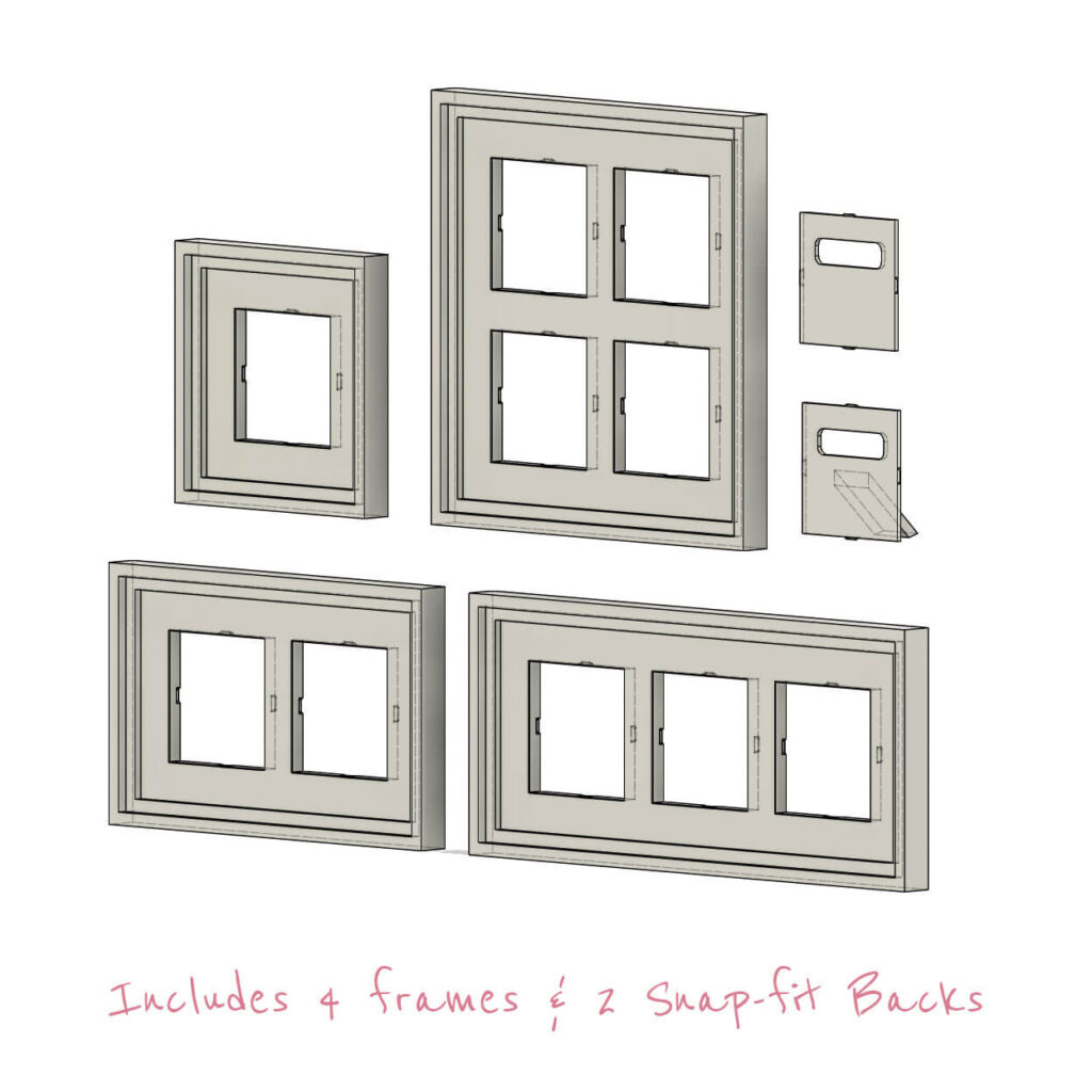 STL Files – 4 x Bordered Frames & Snap-Fit Stands (2×2″ Magnets) – Miss ...